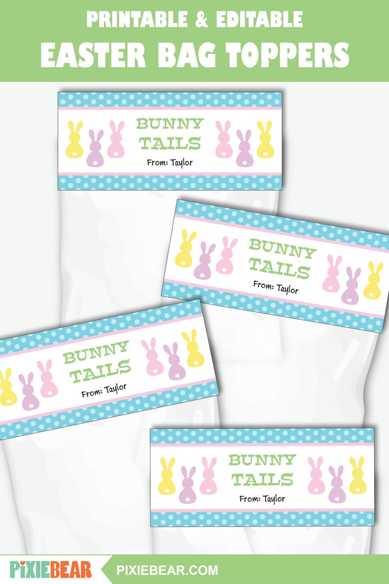 Easter Bunny Tails Labels Printable Easter Bag Toppers for - Etsy