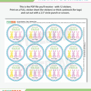 Easter Bunny Tails Labels, Printable Easter Bunny Stickers ...