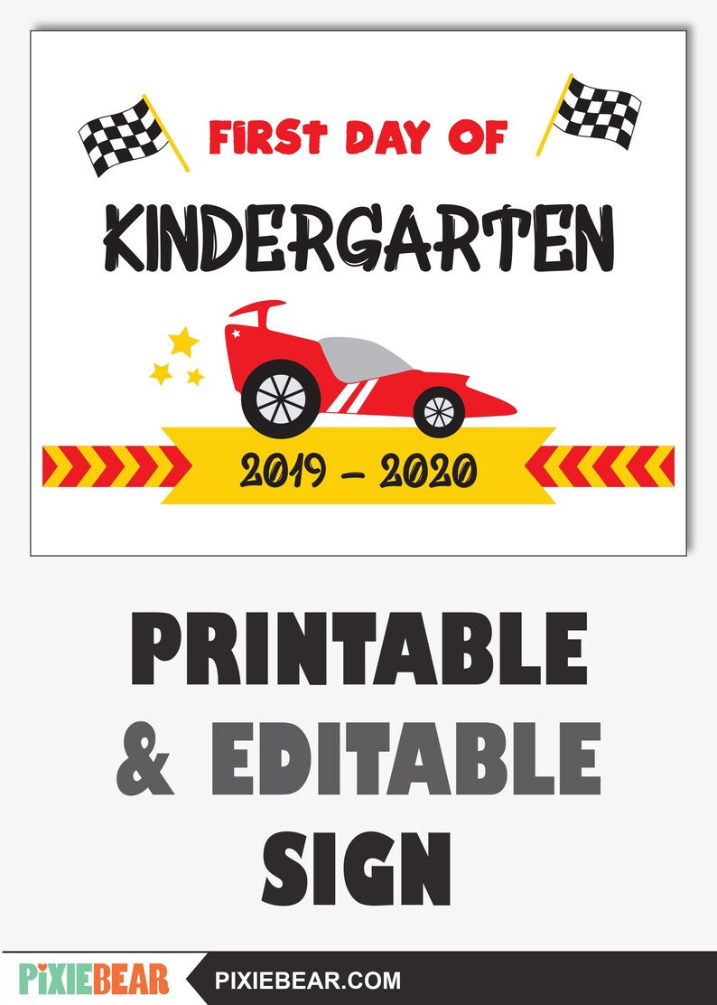 First Day of Kindergarten Sign Printable Back to School Sign | Etsy