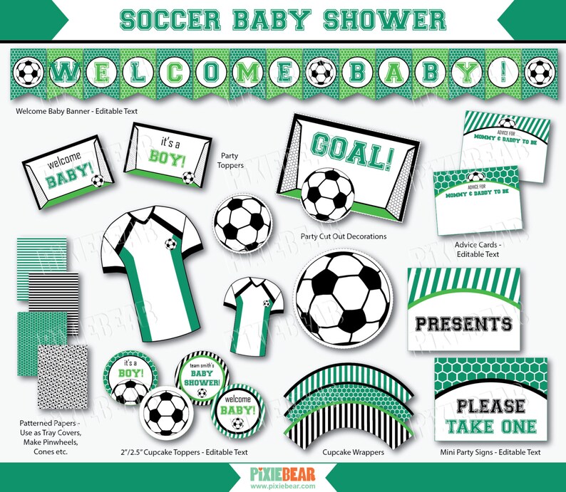 Soccer Baby Shower Baby Shower Printables Baby Shower - Etsy