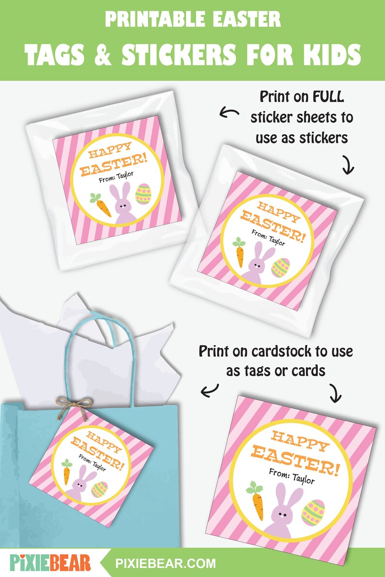 Happy Easter Tags Printable Easter Gift Tags Personalized | Etsy