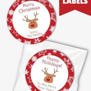 Christmas Sticker Tags, Reindeer Gift Tags, Printable Christmas Gift ...