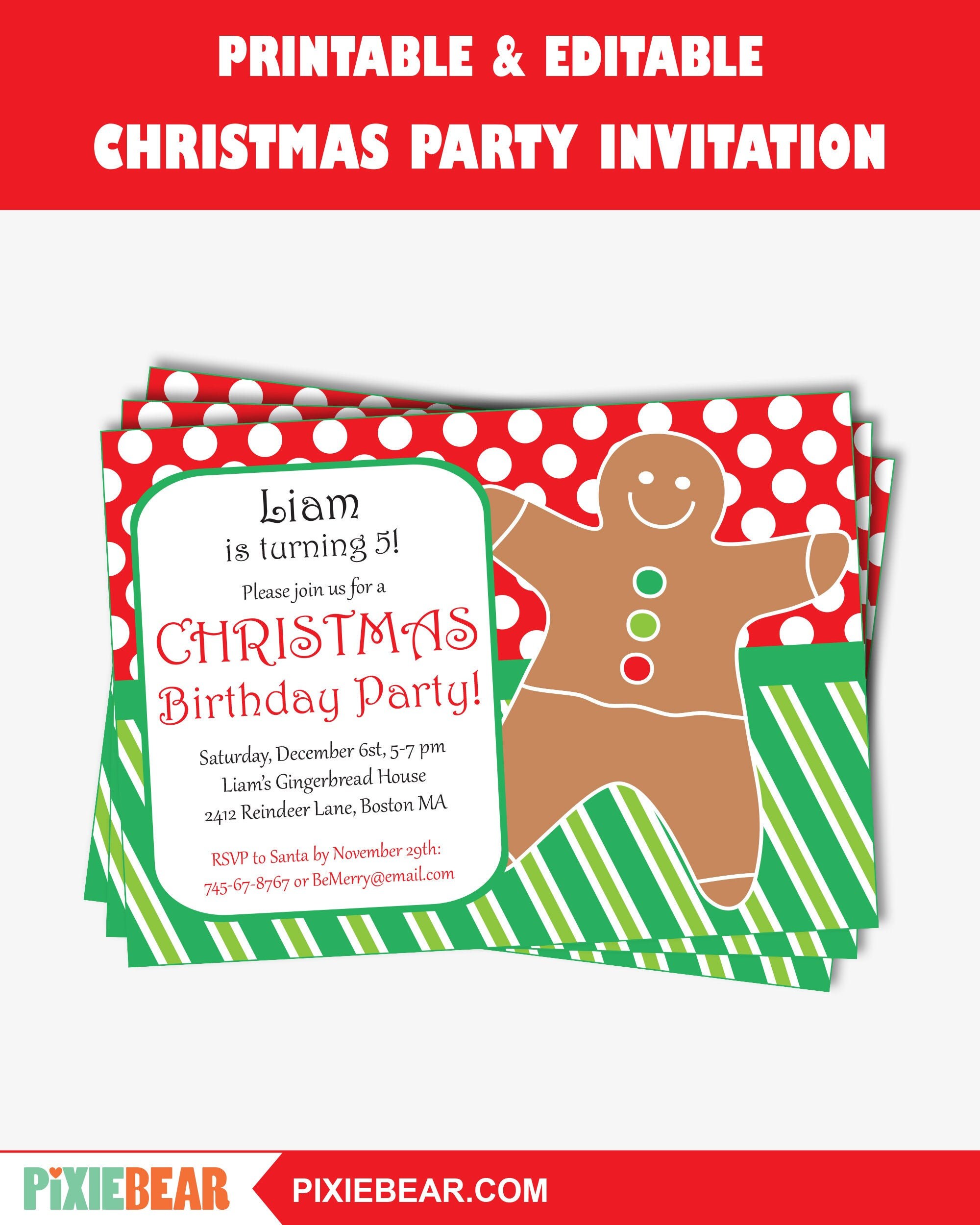 Invitations & Announcements Invitations Easy Edit Gingerbread Little ...