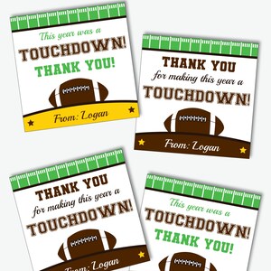 Football Teacher Appreciation Tag Printable Coach Gift Tag or Thank You ...
