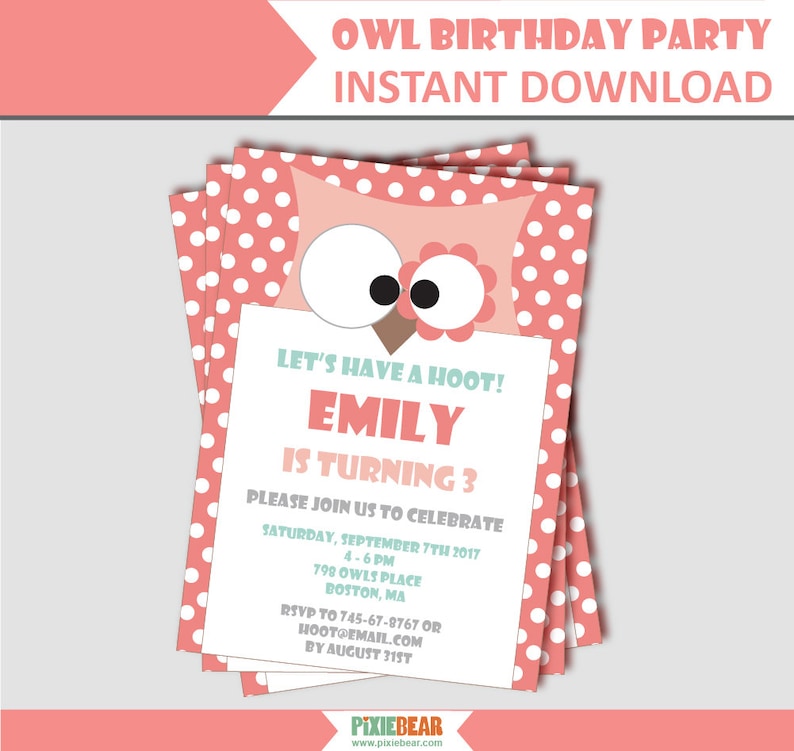 Owl Party Decorations and Owl Invitations Printable Owl | Etsy