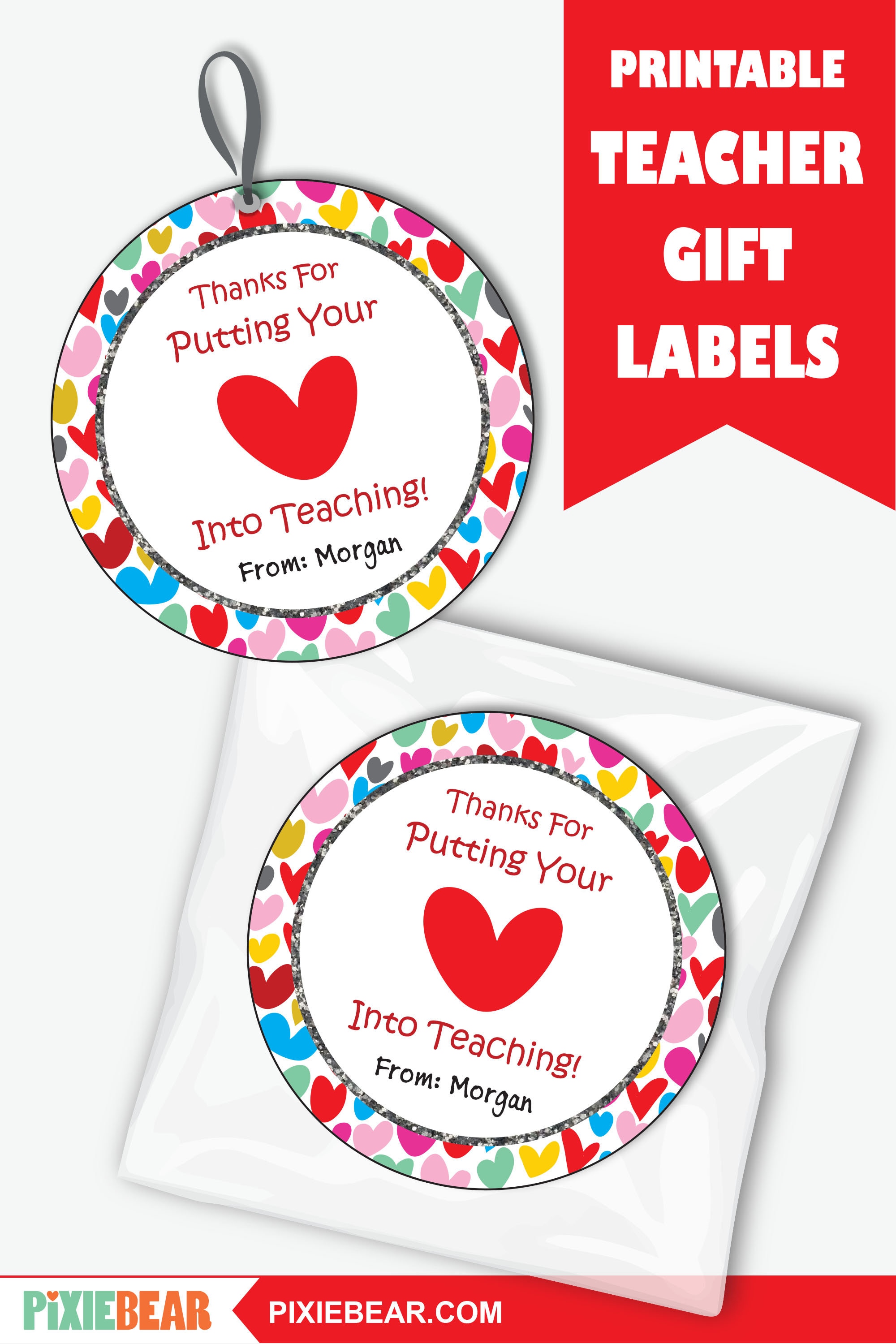 Heart Teacher Appreciation Tags Printable Teacher | Etsy