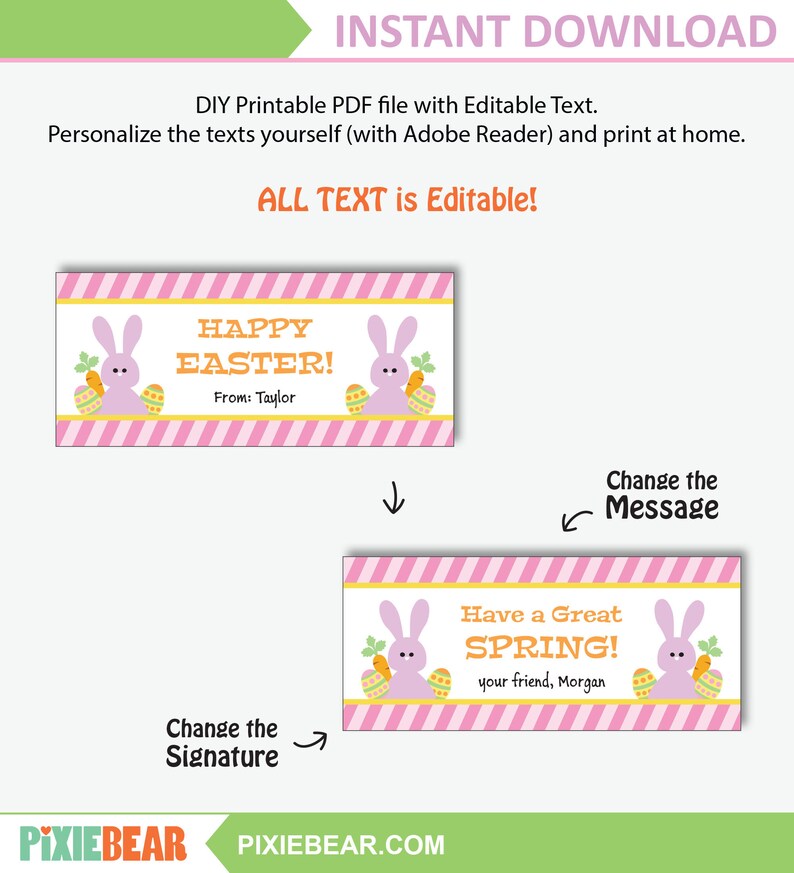 Easter Bunny Treat Bag Toppers Printable Easter Treat | Etsy