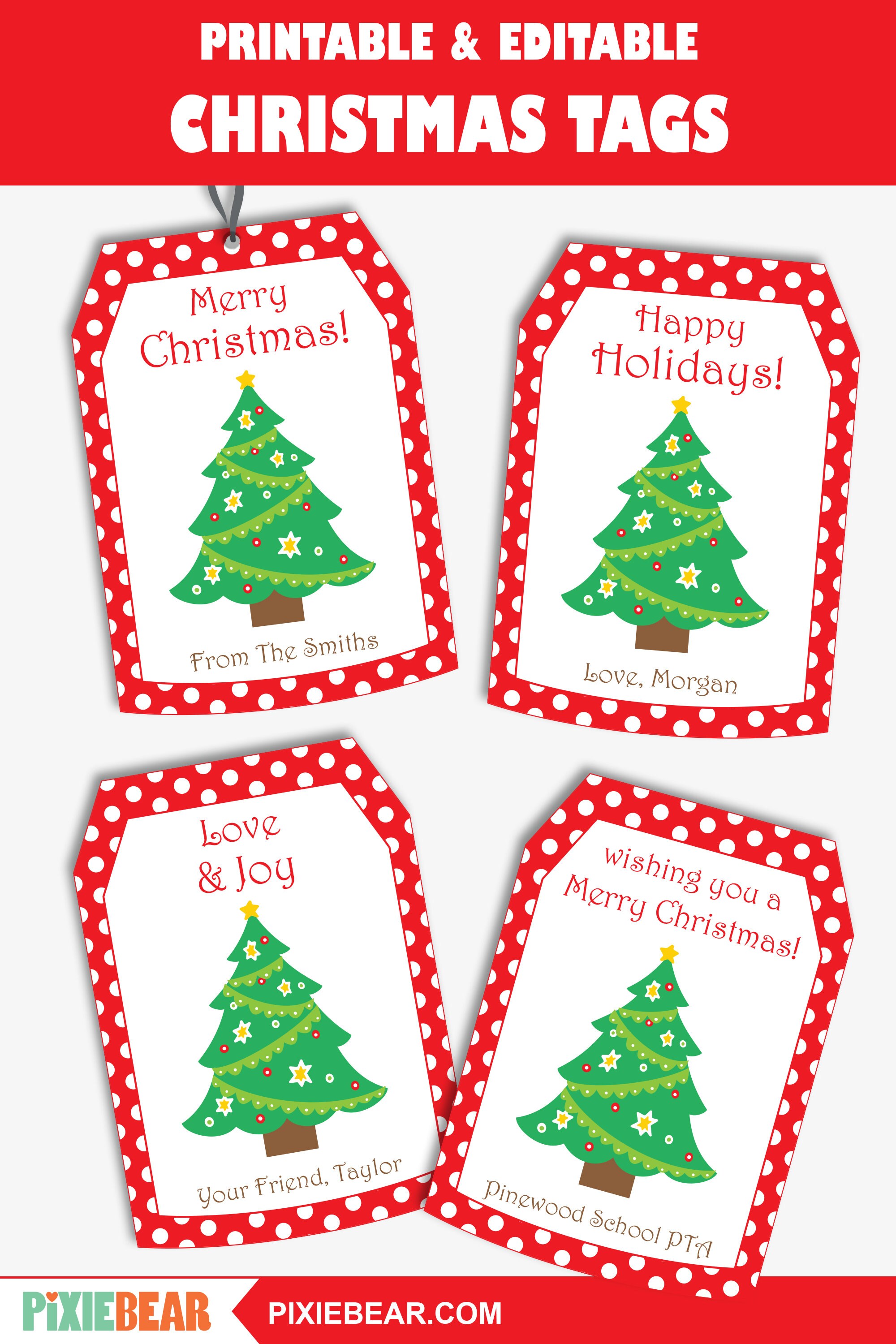 Christmas Tree Tags Printable Christmas Gift Tags for Kids | Etsy