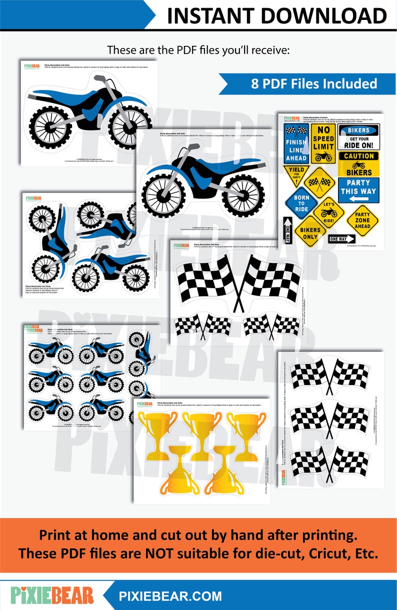 Dirt Bike Birthday Decoration Printable Motocross Party - Etsy