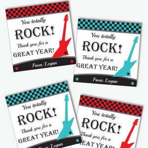 Music Teacher Appreciation Tags Printable Teacher Rock Star Thank You ...