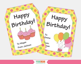 Cupcake Birthday Gift Tags Instant Download Printable Gift - Etsy