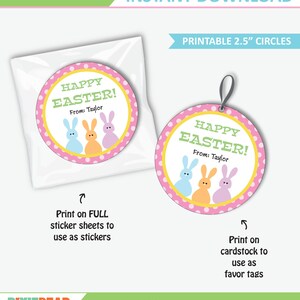 Easter Bunny Tag Printable Easter Bunny Stickers for School, Happy ...