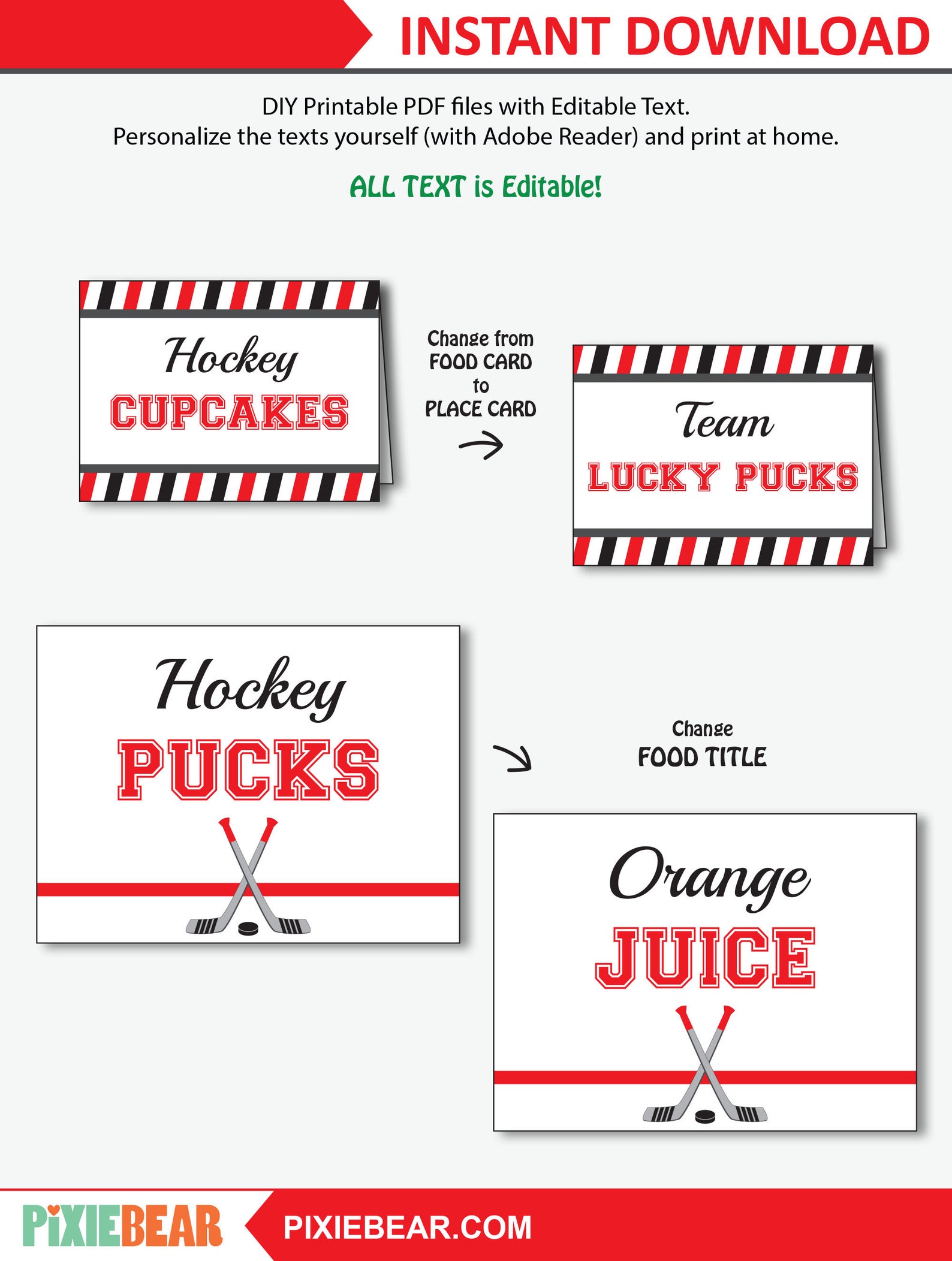 Hockey Food Labels Printable Hockey Food Tents Buffet Signs - Etsy