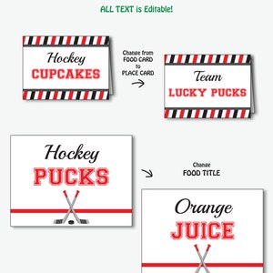 Hockey Food Labels Printable Hockey Food Tents, Buffet Signs or Place ...