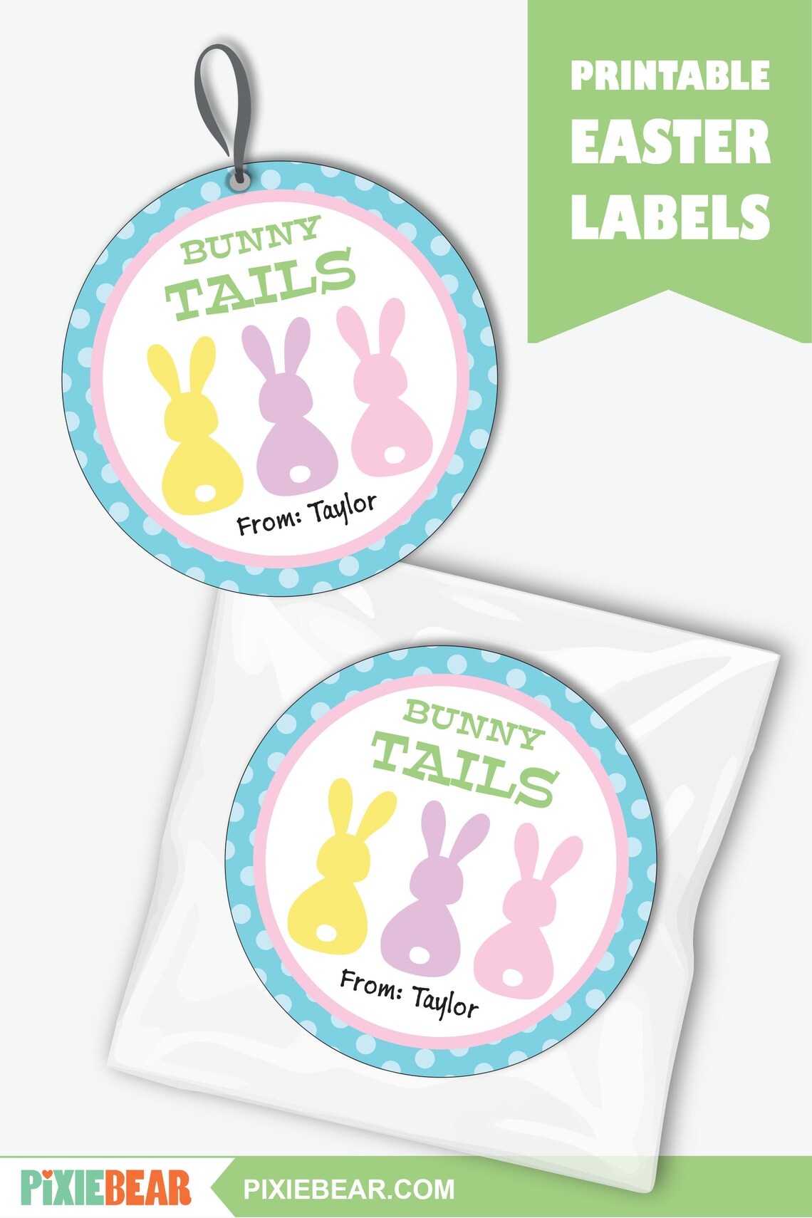 Easter Bunny Tails Labels Printable Easter Bunny Stickers | Etsy