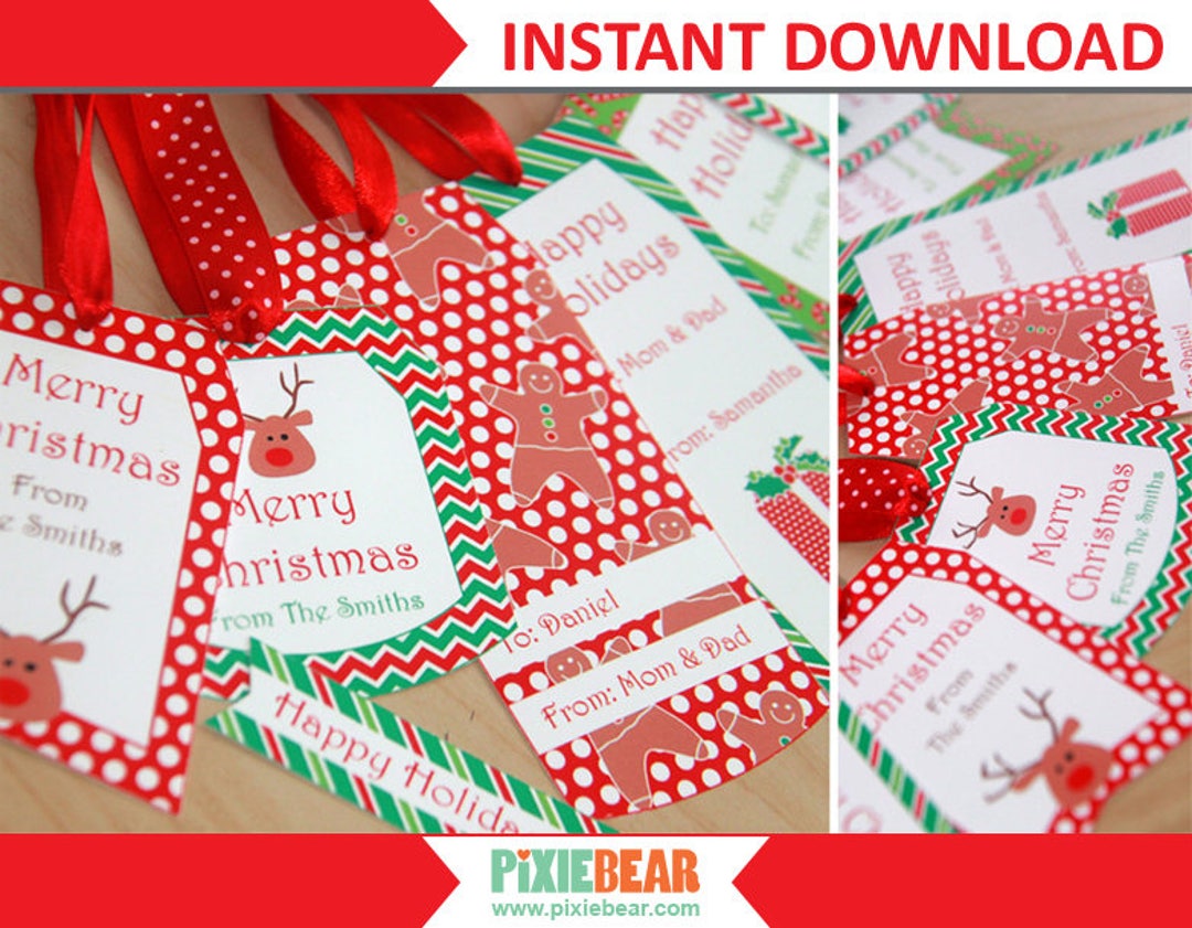 Christmas Gift Tags Personalized Christmas Tags Editable Christmas ...
