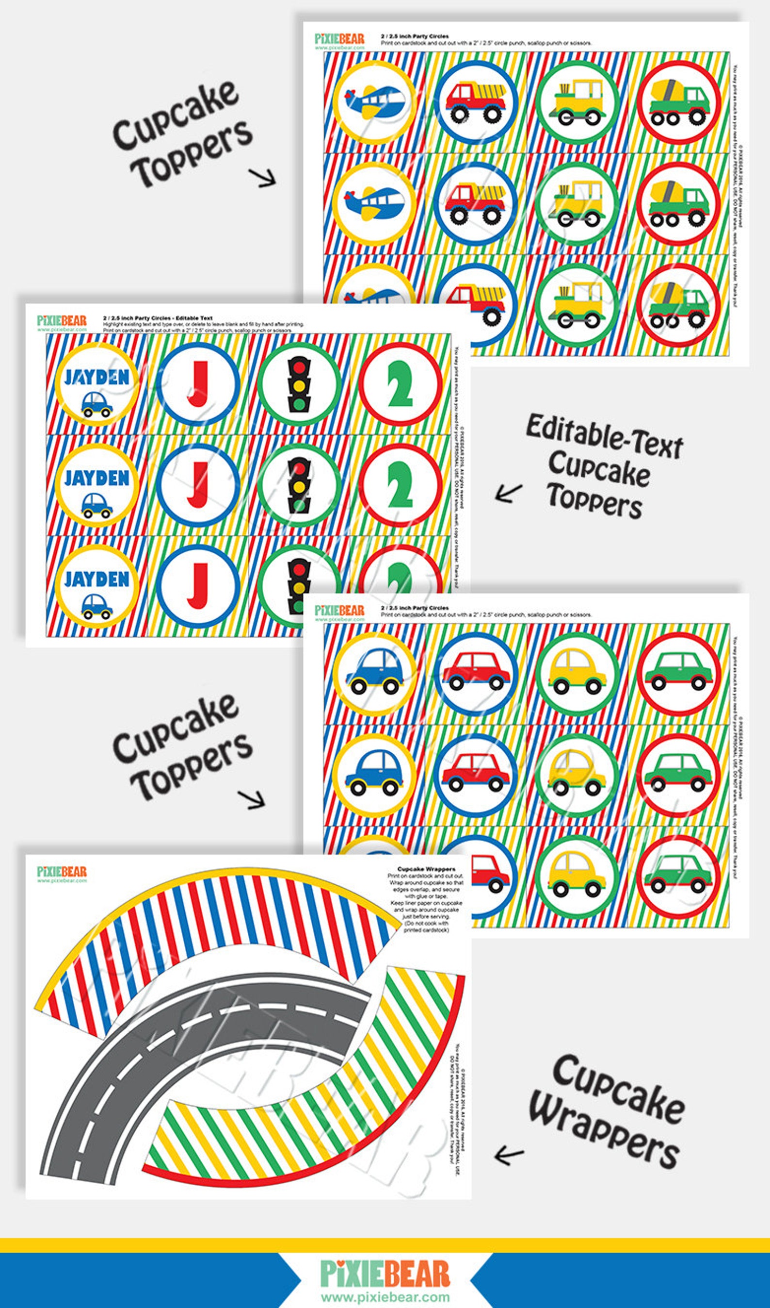 Transportation Cupcake Toppers Printable Transportation - Etsy Australia