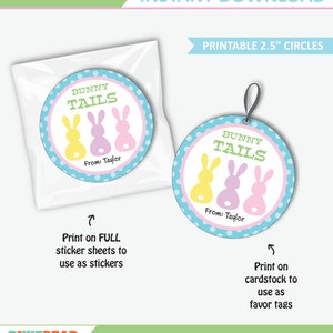 Easter Bunny Tails Labels, Printable Easter Bunny Stickers ...