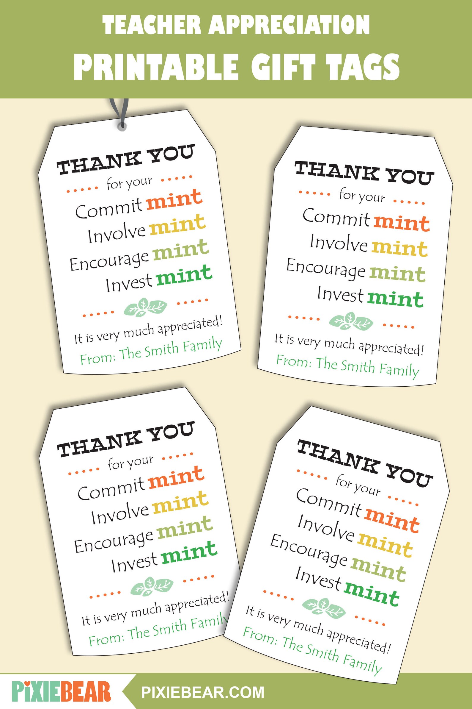 Teacher Appreciation Mint Tags Printable Mint Teacher | Etsy