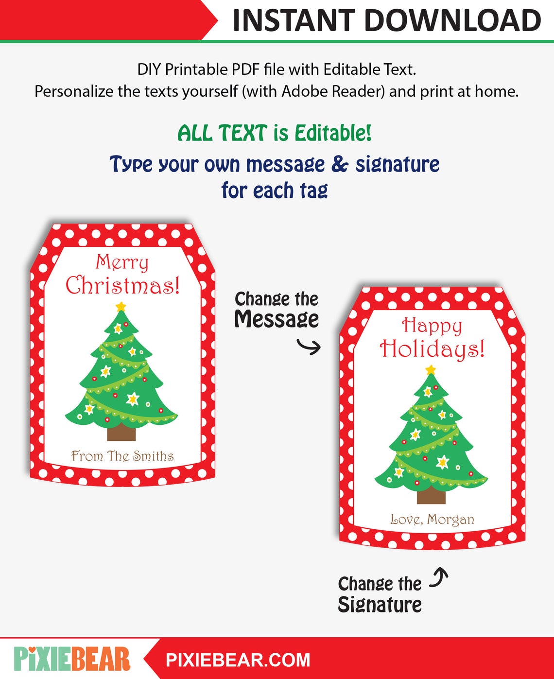 Christmas Tree Tags Printable Christmas Gift Tags for Kids | Etsy