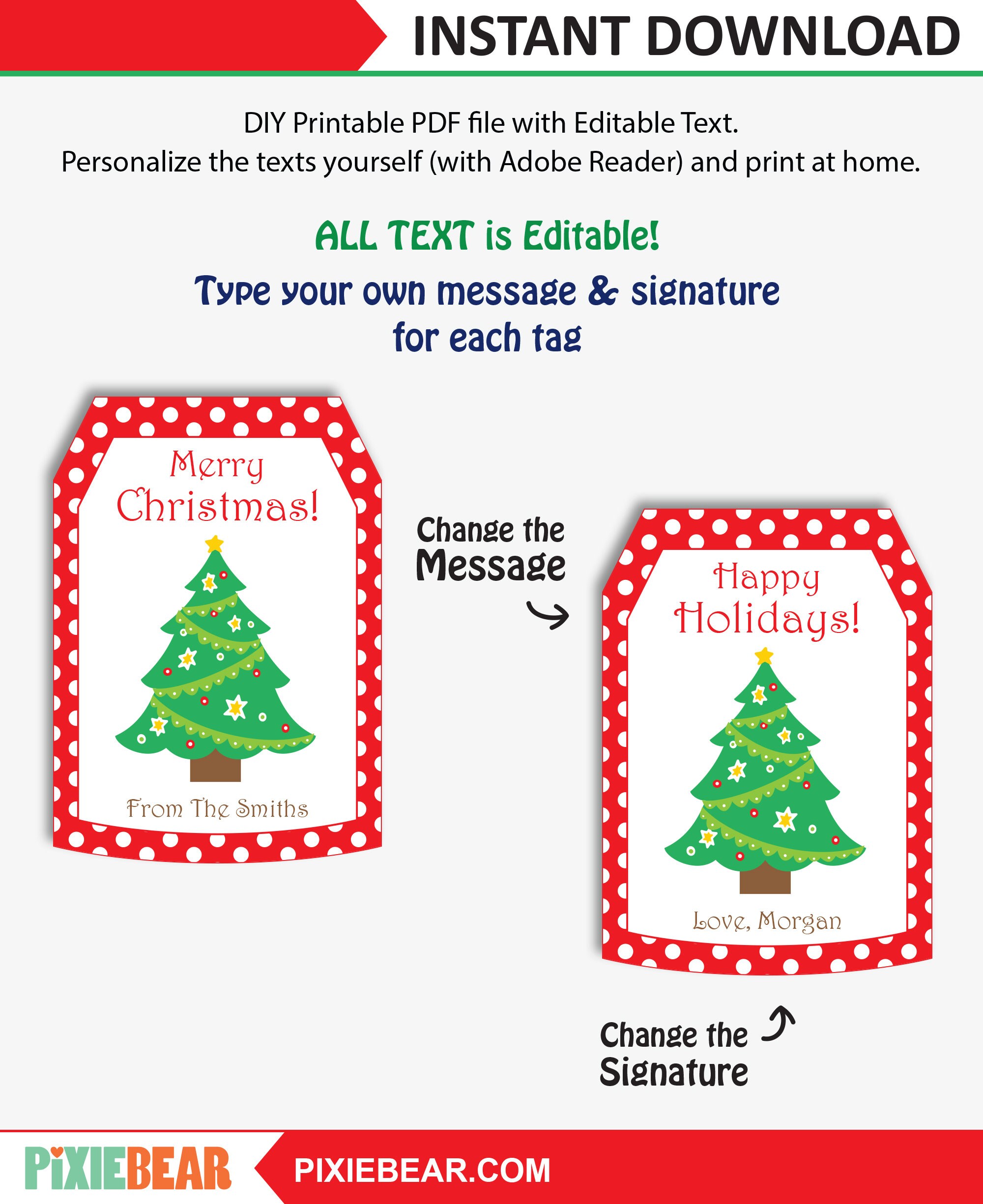 Christmas Tree Tags Printable Christmas Gift Tags for Kids | Etsy