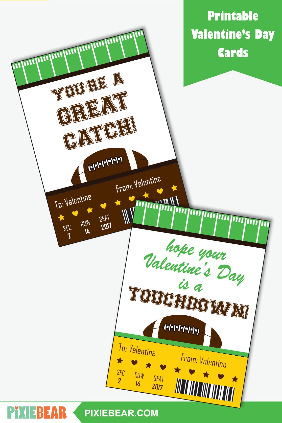 Football Valentine Cards for School Printable Classroom | Etsy