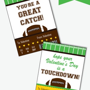 Football Valentine Cards for School, Printable Classroom Valentine's ...