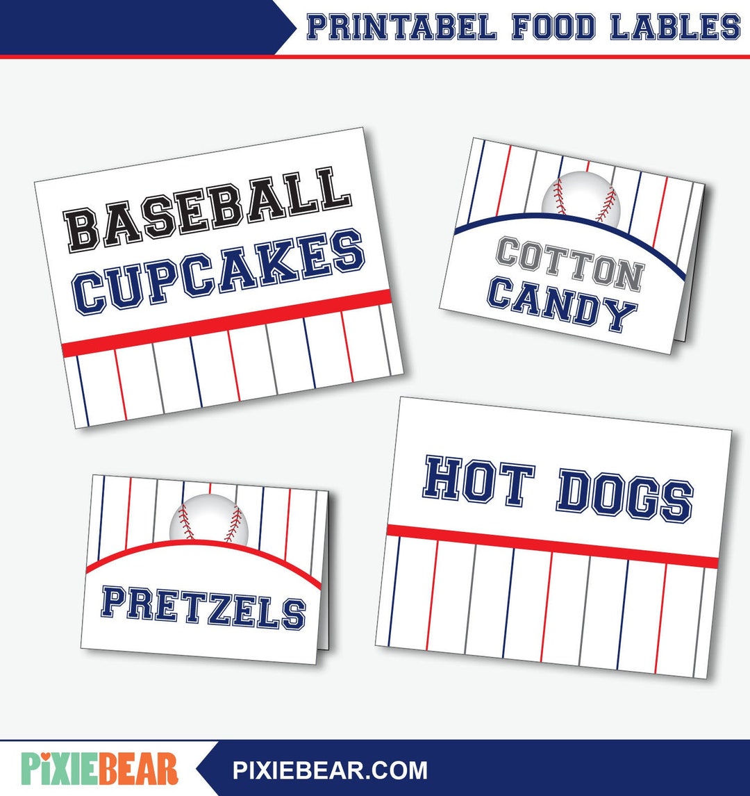 Baseball Food Labels Baseball Food Tent Cards, Buffet Signs or Place ...