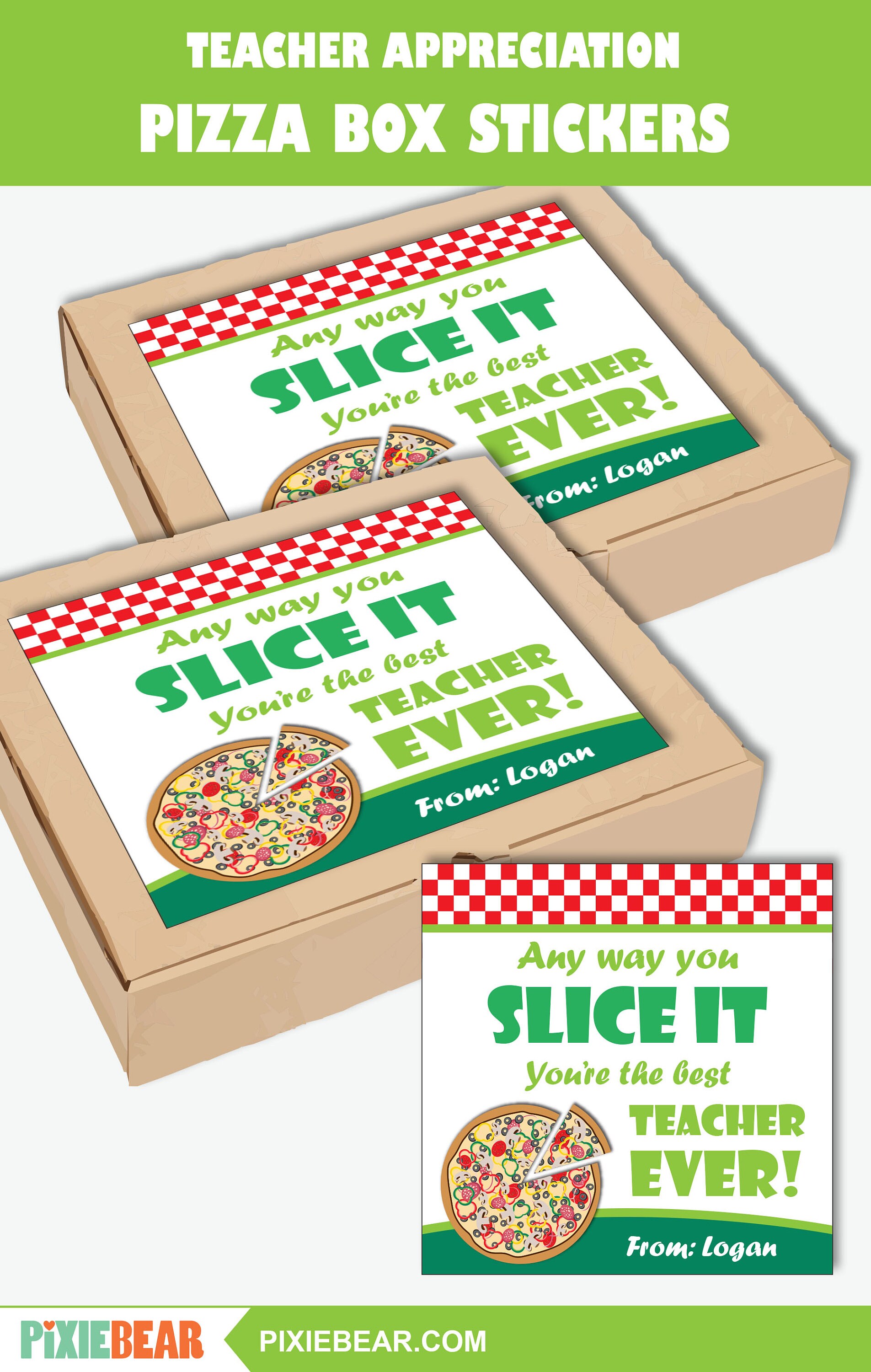 Teacher Appreciation Pizza Box Labels Printable Pizza Box | Etsy