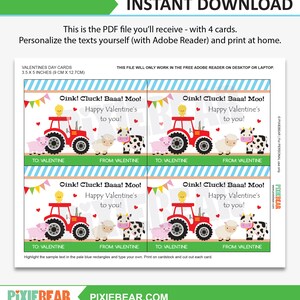 Farm Valentine Cards for Kids Printable Animal | Etsy