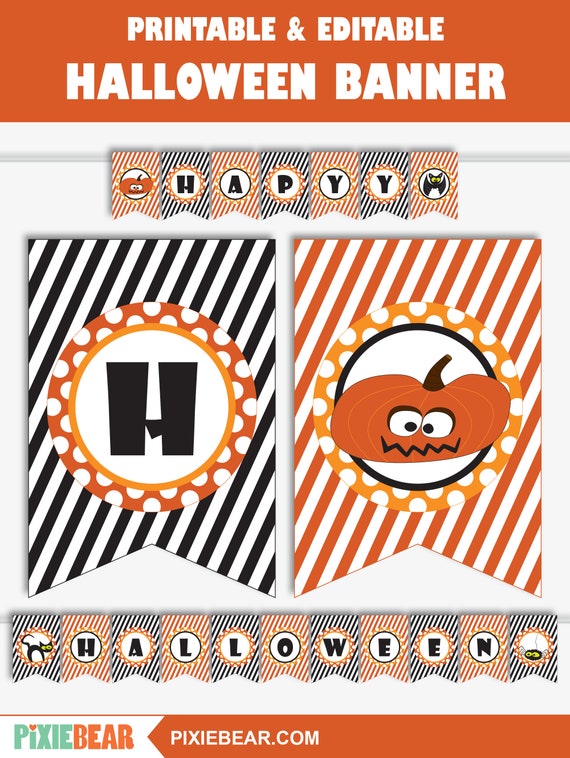 Printable Halloween Banner - Trunk or Treat Banner, Happy Halloween ...