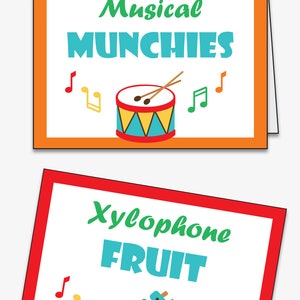 Music Birthday Food Labels Printable Music Party Food Signs - Etsy Canada