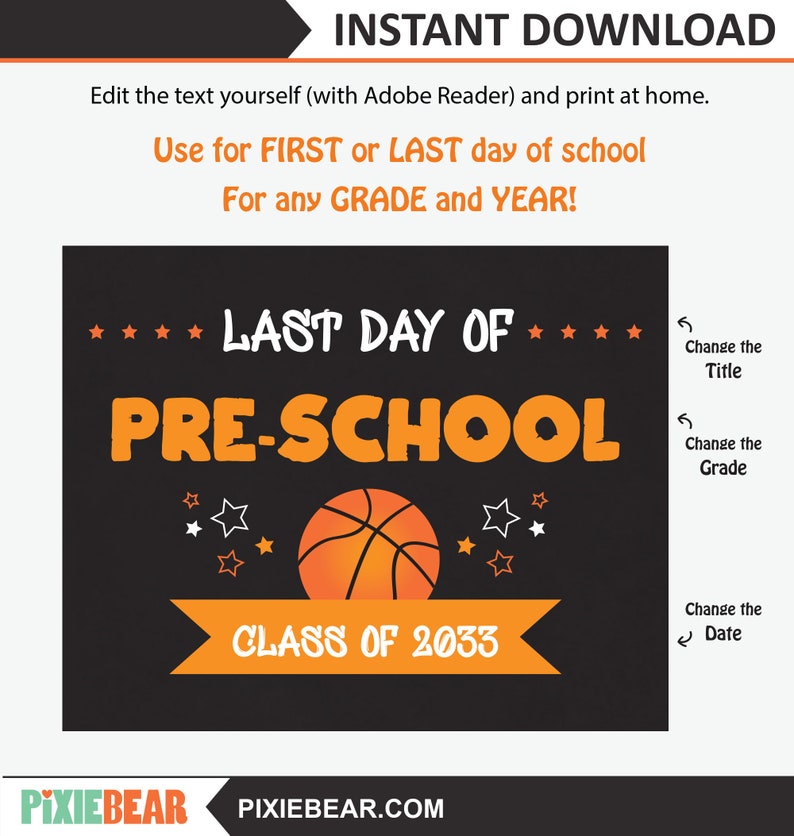 Printable Back to School Sign First Day of School Sign - Etsy