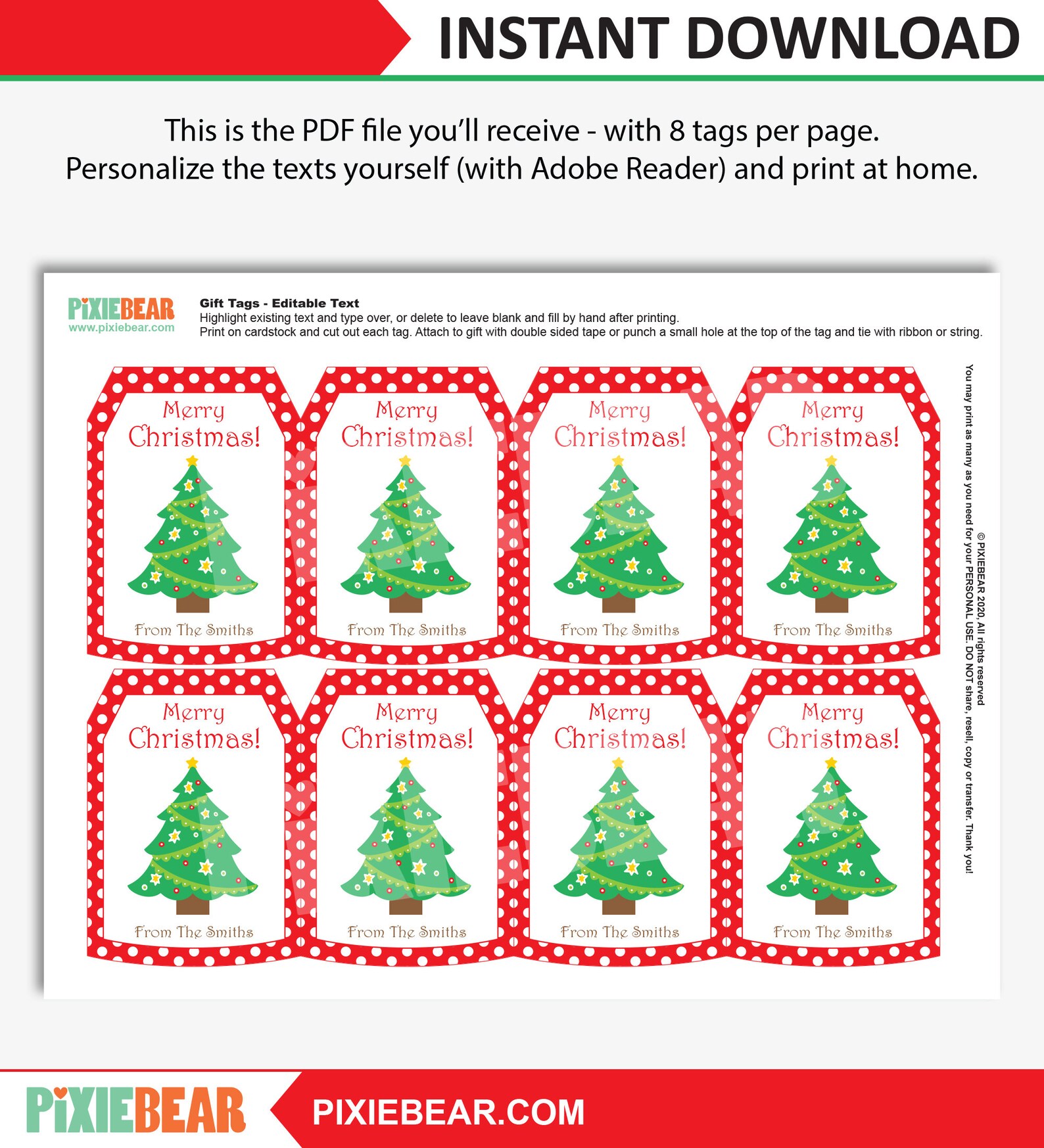 Christmas Tree Tags Printable Christmas Gift Tags for Kids | Etsy