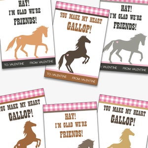 Horse Valentine Cards for Kids, Printable Valentine's Day Pony Cards ...