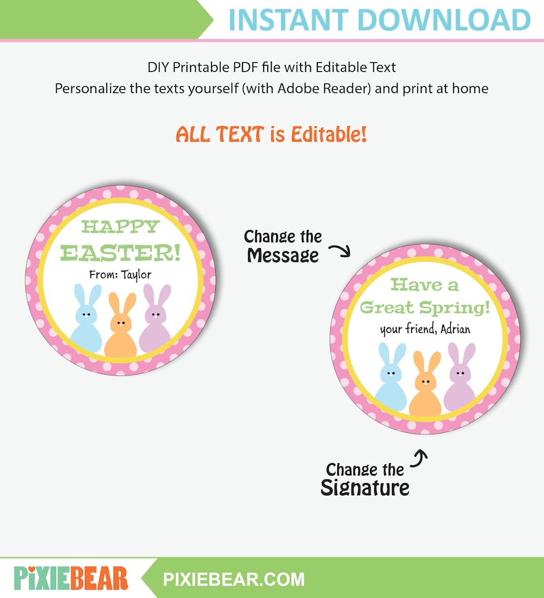 Easter Bunny Tag Printable Easter Bunny Stickers for School - Etsy