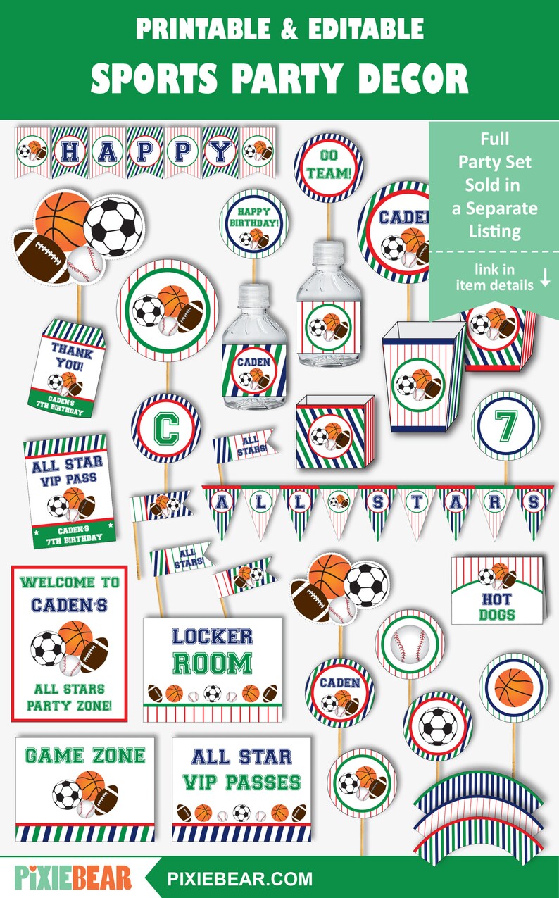 All Star Birthday Banner Printable Sport Banner for an All | Etsy