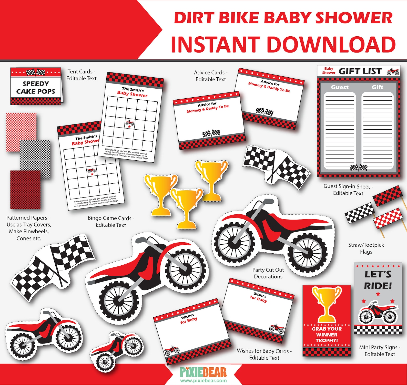 Motocross Baby Shower Motorcycle Baby Shower Dirt Bike - Etsy