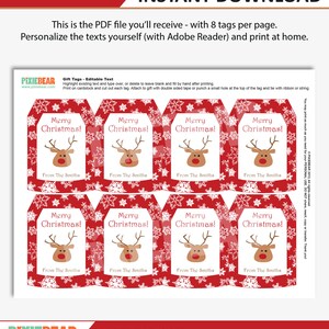 Reindeer Gift Tags Printable Christmas Tags, Personalized Christmas ...