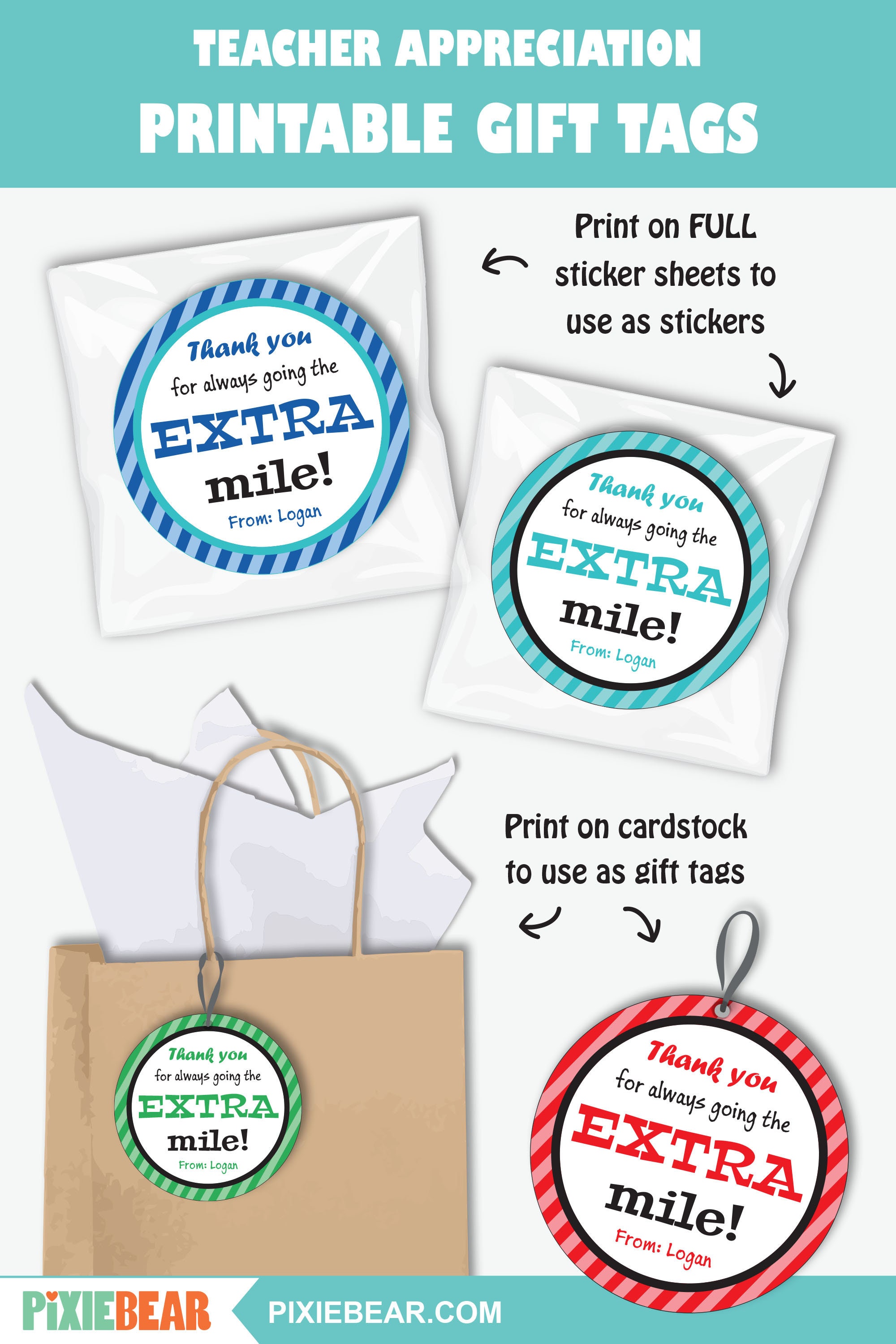 Teacher Appreciation Gift tag Gum Teacher Gift Tags Personalized ...