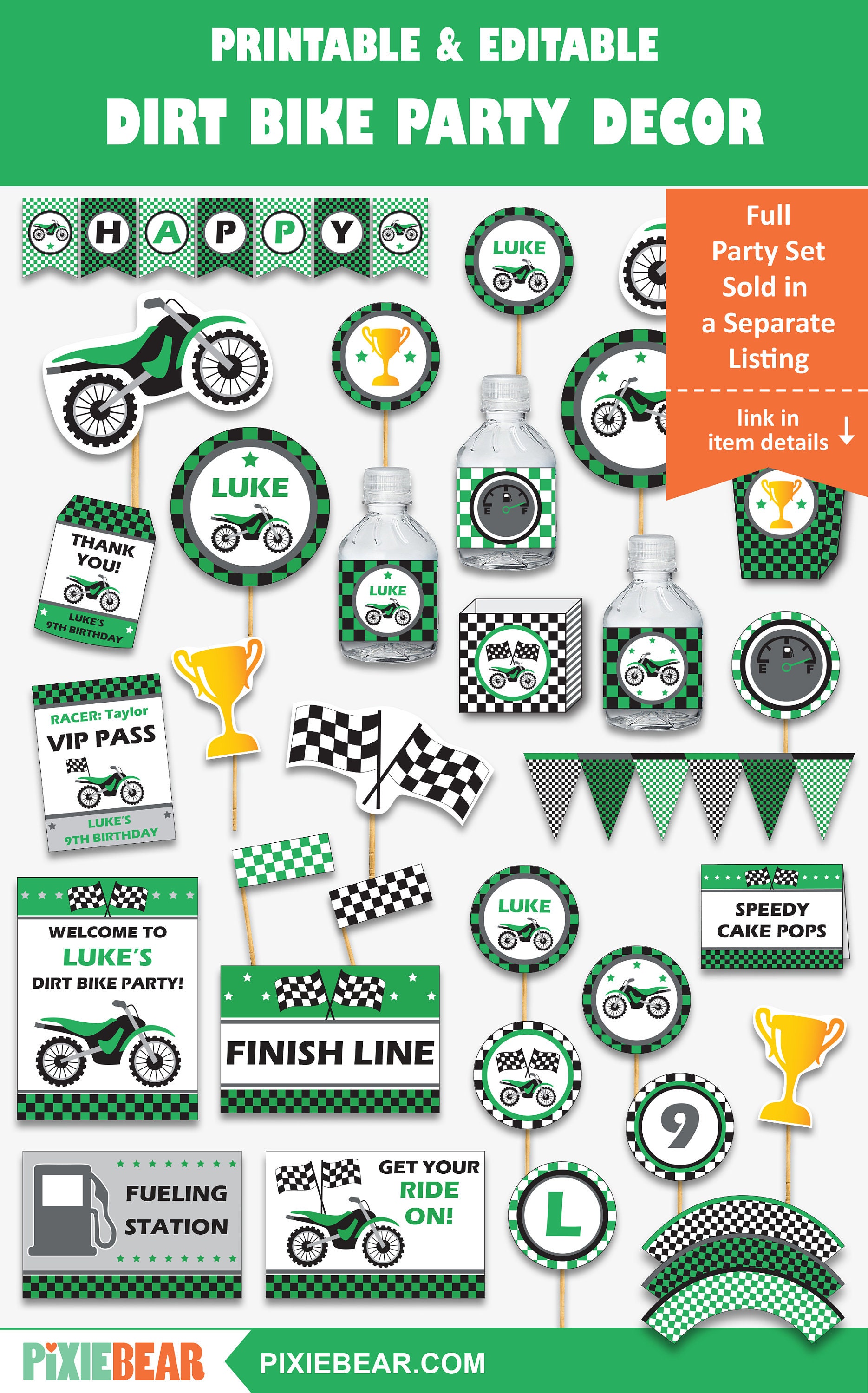 Motorcycle Cupcake Toppers Printable Motocross Party | Etsy Canada