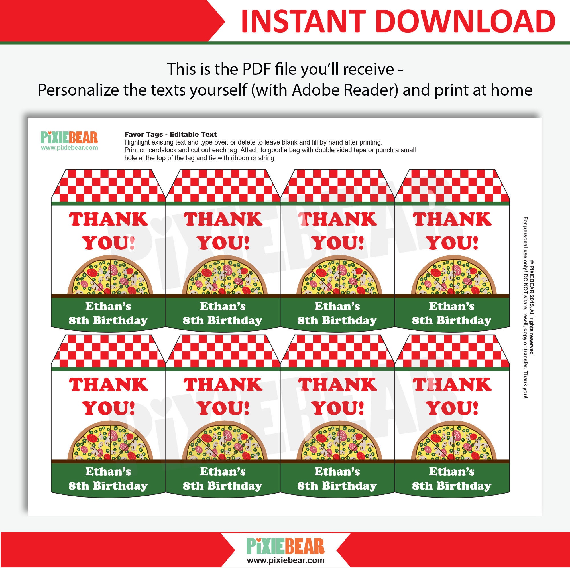 Pizza Party Favors Pizza Favor Tags Pizza Party Pizza | Etsy