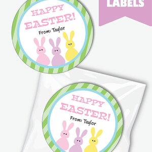 Printable Easter Bunny Tag Happy Easter Bunny Stickers for | Etsy