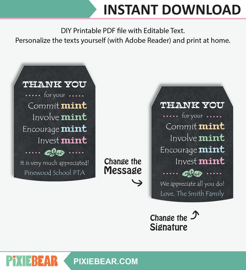 Teacher Appreciation Mint Labels Printable Mint Teacher - Etsy