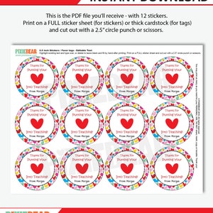Heart Teacher Appreciation Tags Printable Teacher Appreciation Stickers ...