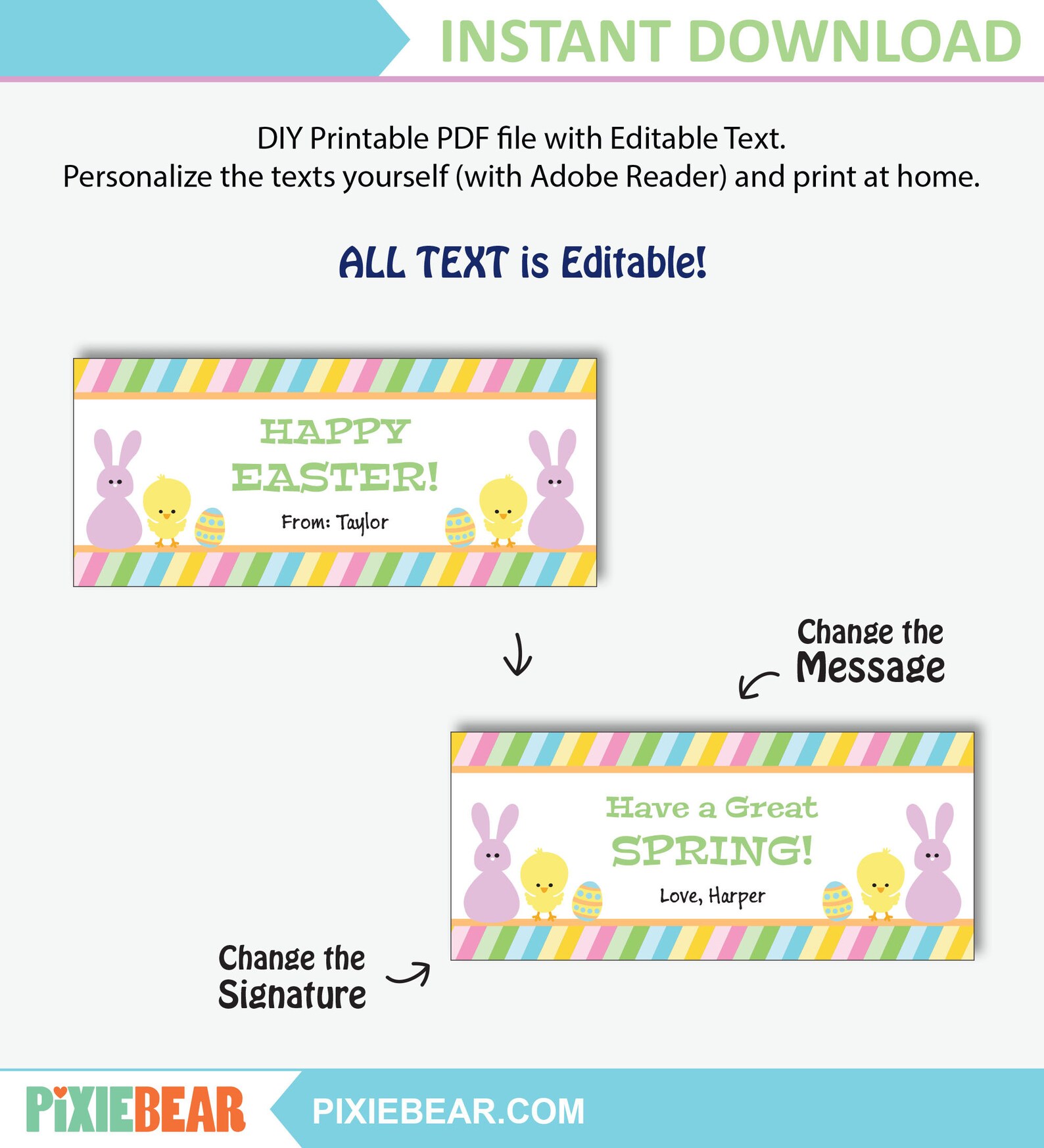 Easter Treat Bag Toppers Printable Easter Treat Toppers for | Etsy