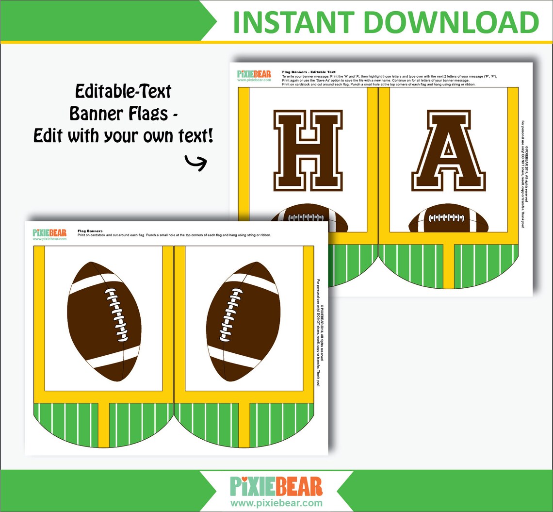 Football Party Banner Printable Banner for a Football - Etsy