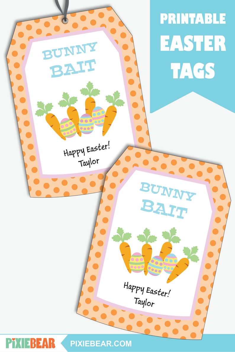 Easter Bunny Bait Tags Printable Easter Gift Tags Editable | Etsy