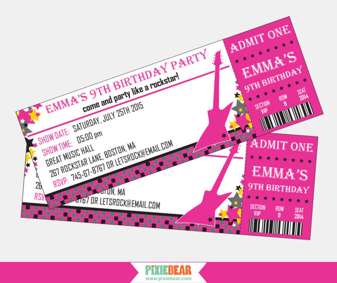 Rock Star Birthday Invitation Rockstar Party Invitation Rock Star ...