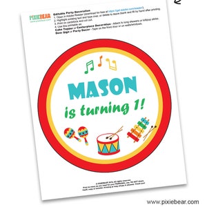 Music Birthday Party Decorations Printable Music First Birthday Decor ...